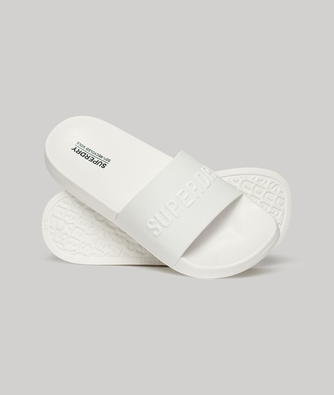 womens Vegan Logo Pool Sliders in OPTIC/OPTIC | Superdry US