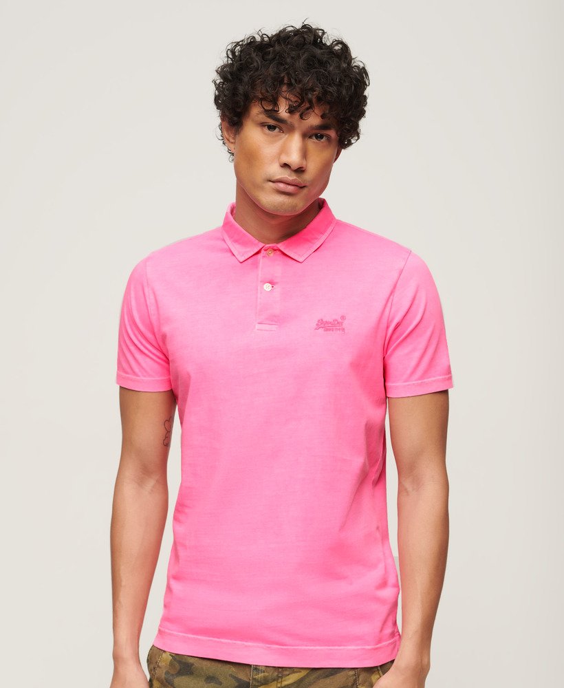 mens Essential Logo Neon Jersey Polo Shirt in Dry Fluro Pink | Superdry UK