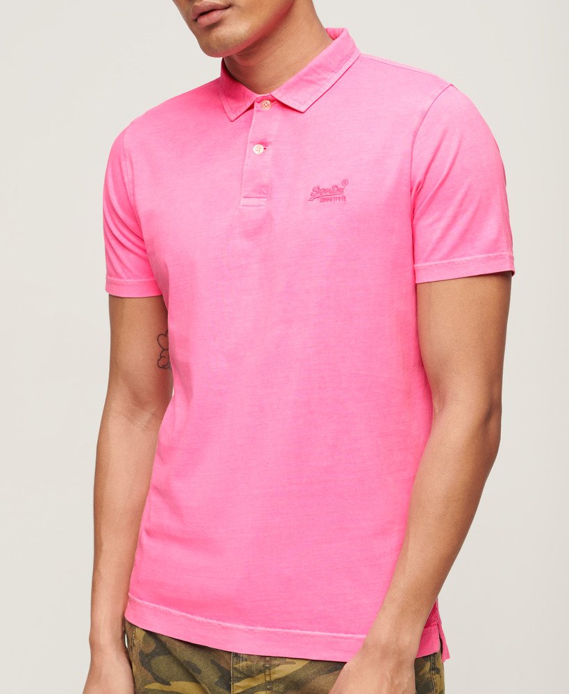 mens Essential Logo Neon Jersey Polo Shirt in Dry Fluro Pink | Superdry UK