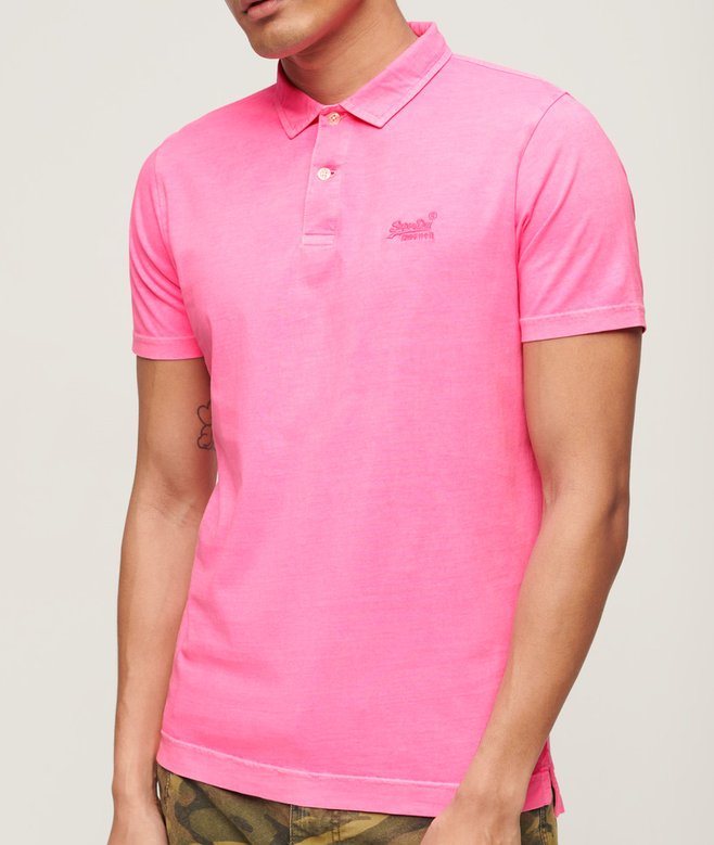 mens Essential Logo Neon Jersey Polo Shirt in Dry Fluro Pink | Superdry UK