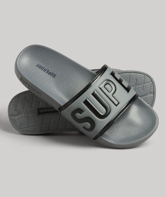 womens Core Pool Sliders in Mid Grey/Black | Superdry UK