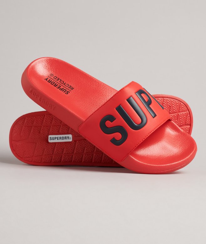 mens Core Pool Sliders in Hike Red/Eclipse Navy | Superdry UK