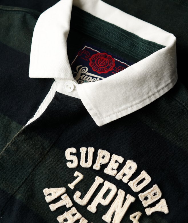 mens Athletic Rugby Top in Dark Green/Washed Black | Superdry UK