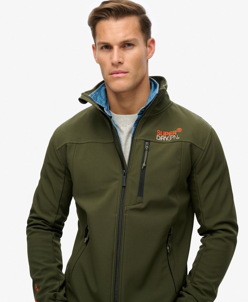 mens Softshell Trekker Track Jacket in Army Khaki | Superdry US