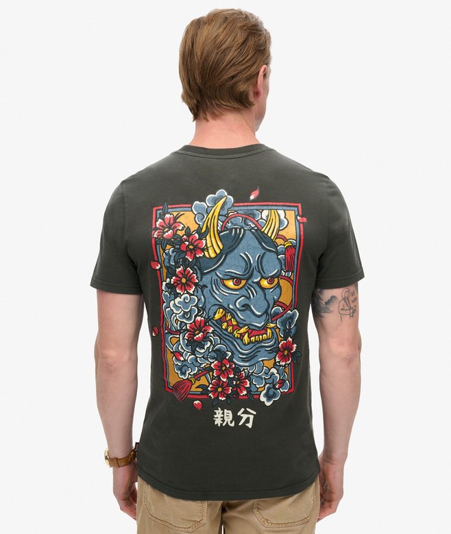 mens Tokyo Graphic T-Shirt in Washed Black | Superdry UK