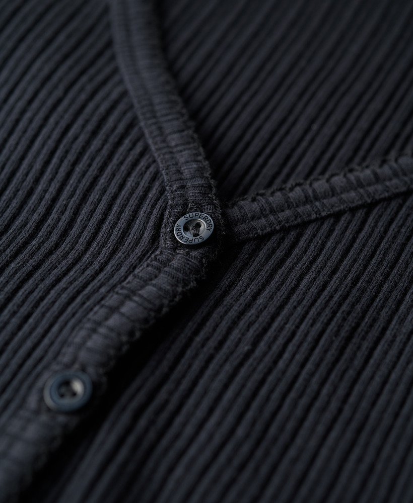 womens Essential Button Through Long Sleeve Top in Eclipse Navy ...