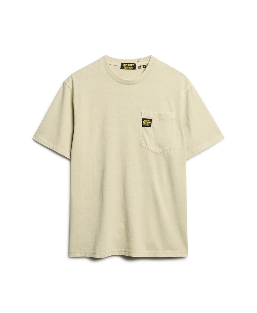 mens Contrast Stitch Pocket T-Shirt in Washed Pelican Beige | Superdry UK