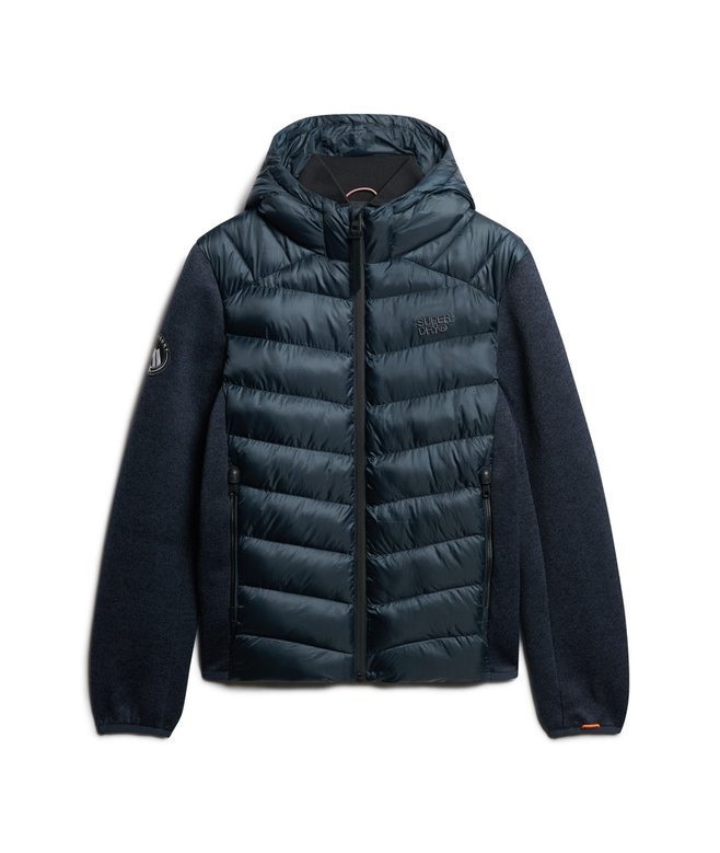 mens Hooded Knit Storm Hybrid Jacket in ECLIPSE NAVY MARL | Superdry US