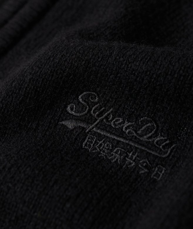 mens Essential Embroidered Knitted Half Zip Jumper in Black | Superdry IE