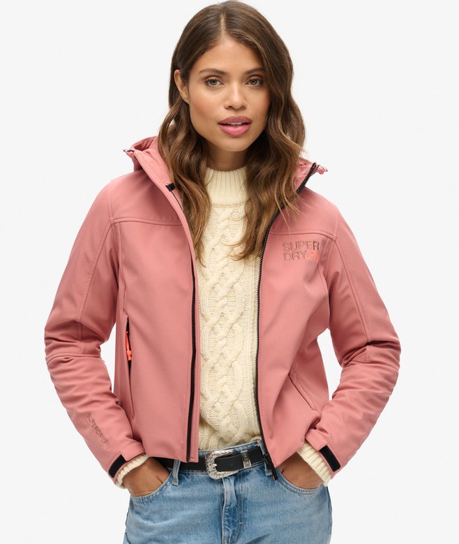 womens Hooded Soft Shell Trekker Jacket in Withered Rose | Superdry UK