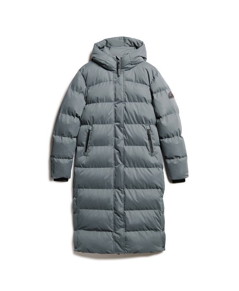 womens Microfibre Longline Puffer Coat in EBONY | Superdry UK
