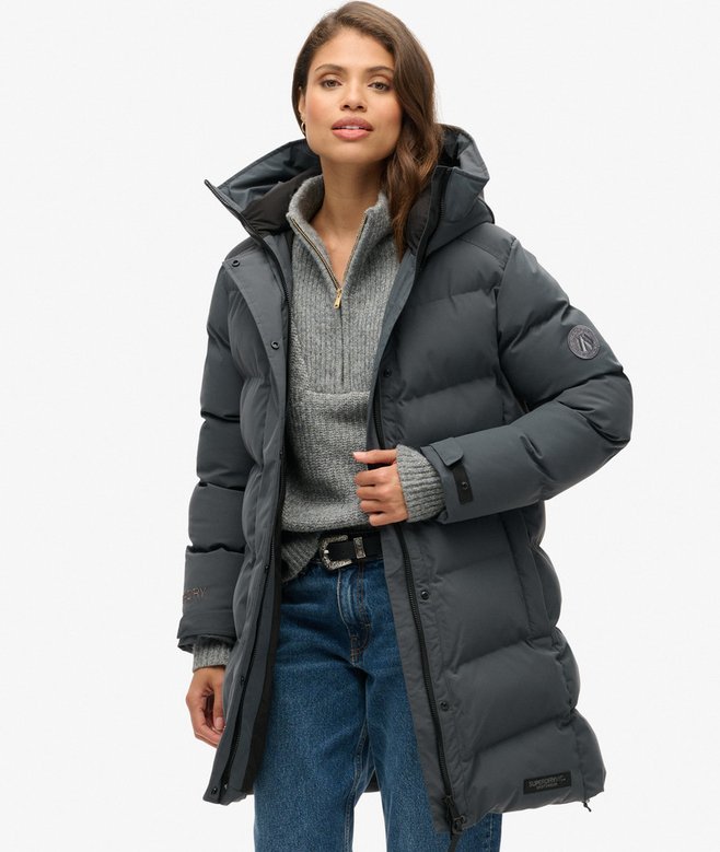 womens City Mid Length Padded Jacket in EBONY | Superdry UK