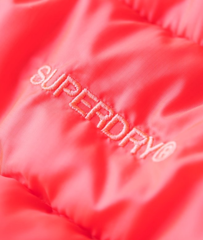 womens Hooded Fuji Quilted Padded Jacket in HYPER FIRE PINK | Superdry UK