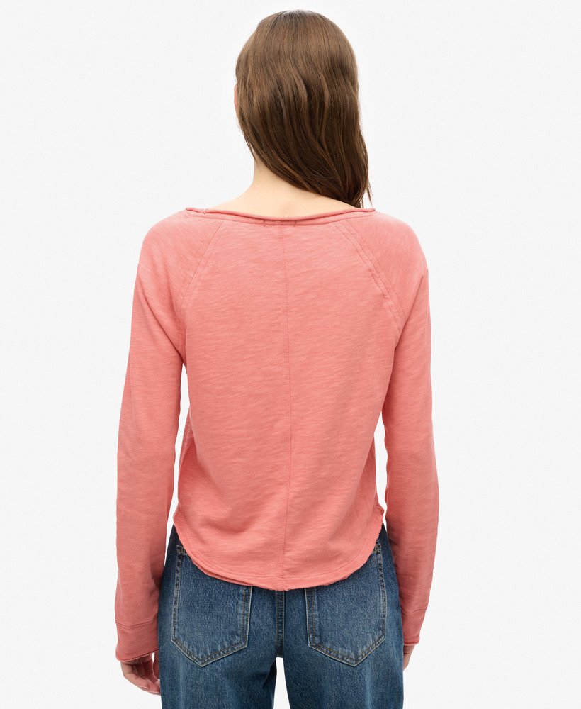 womens Long Sleeve French Terry Top in Mauveglow Pink | Superdry UK