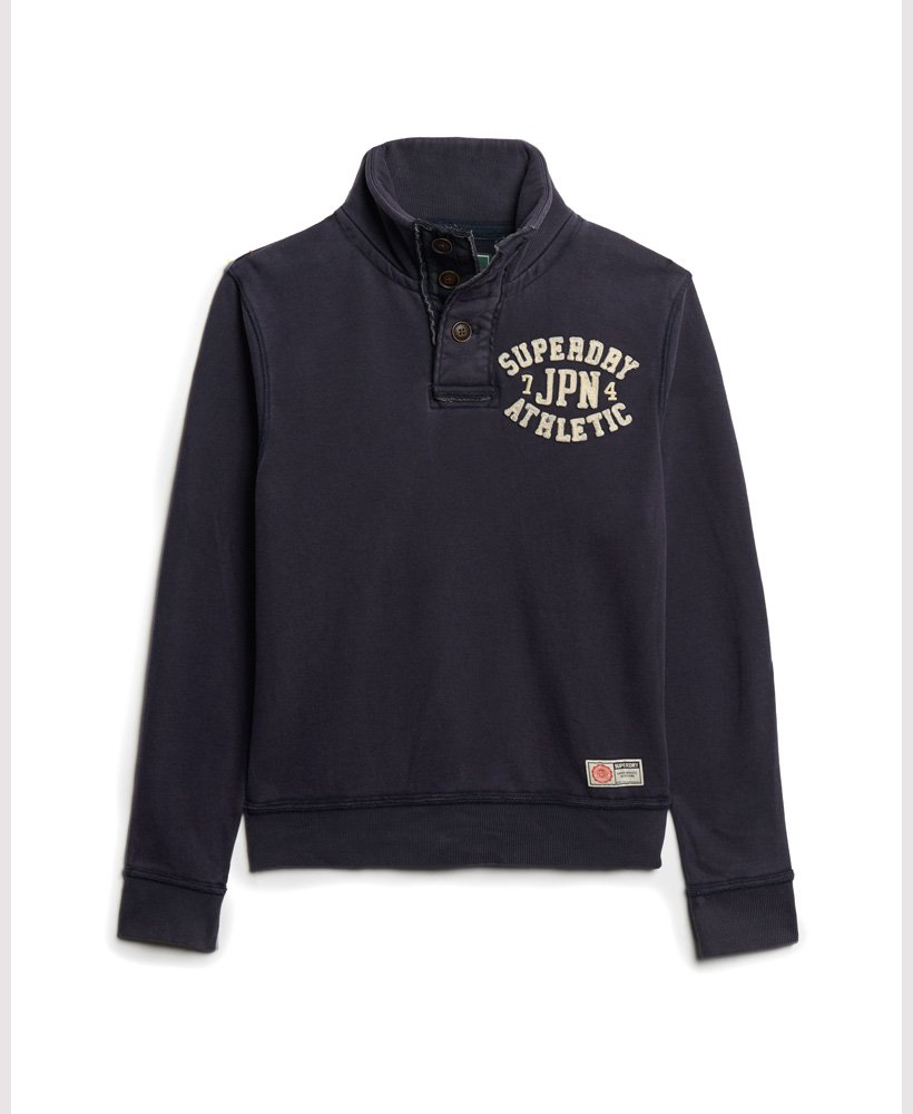 mens Vintage Athletic Half Button Jumper in Eclipse Navy | Superdry UK