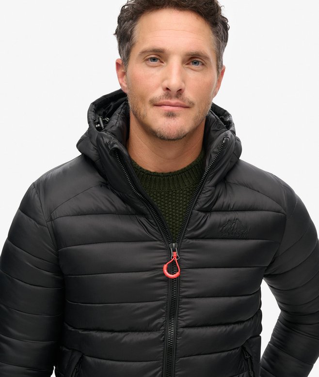 mens Hooded Fuji Sport Padded Jacket in Black | Superdry UK