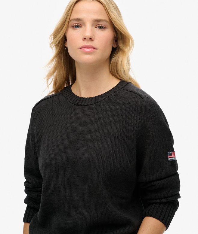 womens Slouchy Knitted Crew Jumper in DARK CHARCOAL | Superdry UK