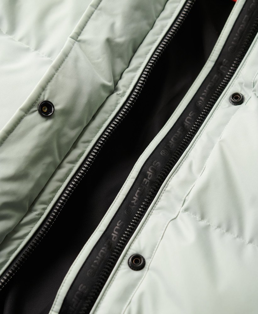 womens Microfibre Longline Puffer Coat in Puritan Grey | Superdry UK