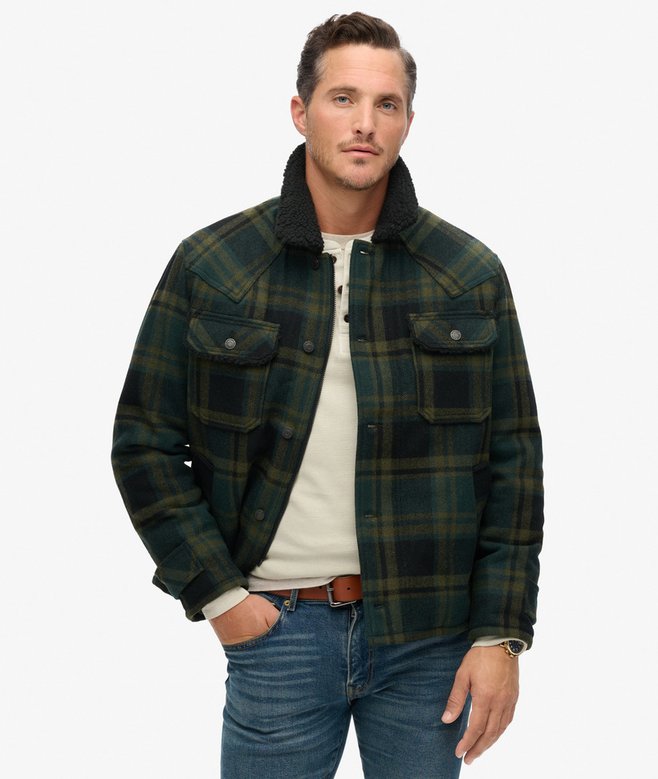 mens The Merchant Store - Wool Chore Coat in Merchant Green Check ...