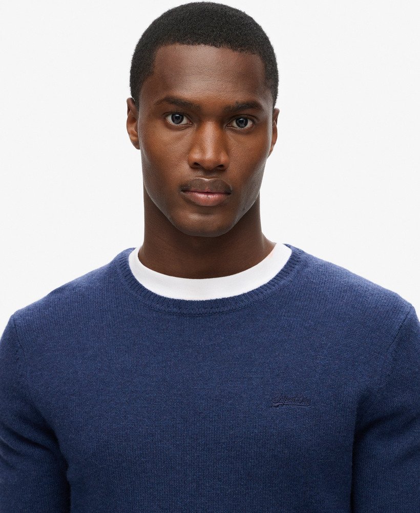 mens Essential Slim Fit Crew Jumper in Bright Blue Marl | Superdry US