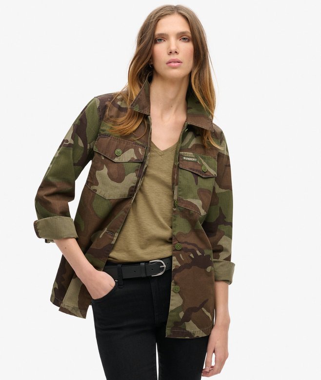 womens Military Overshirt in Outline Camo | Superdry UK