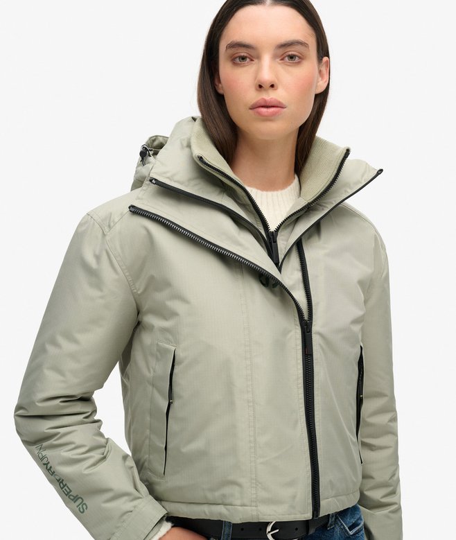 womens Hooded Embroidered Windbreaker Jacket in Seagrass Green ...