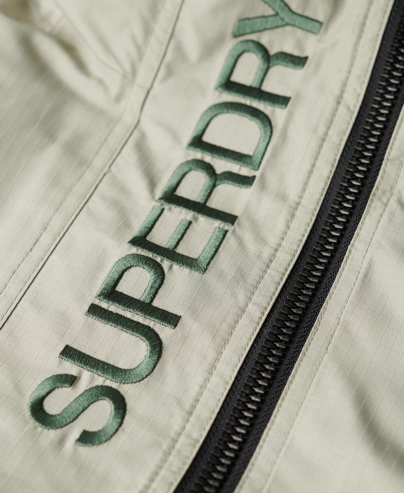 womens Hooded Embroidered Windbreaker Jacket in Seagrass Green ...