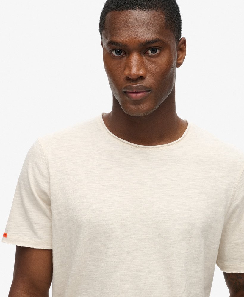 mens Raw Edge Slub T-Shirt in Oat Cream Marl | Superdry UK