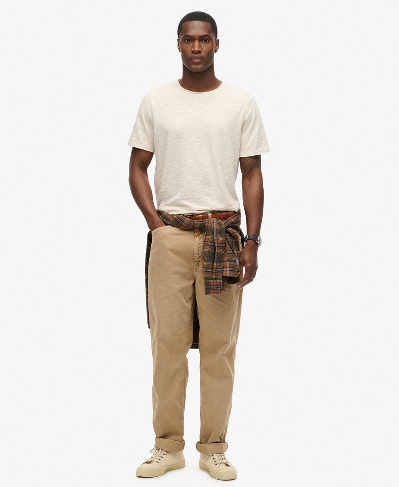 mens Raw Edge Slub T-Shirt in Oat Cream Marl | Superdry UK