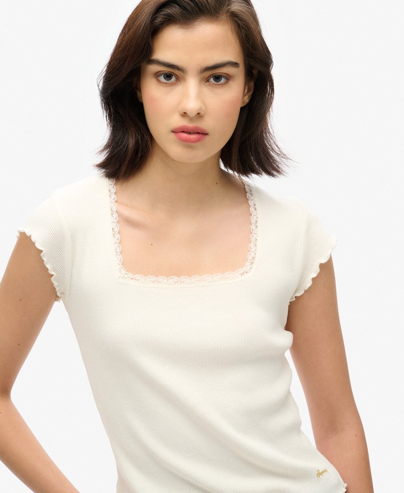 womens Athletic Essentials Square Neck Top in OFF WHITE | Superdry UK