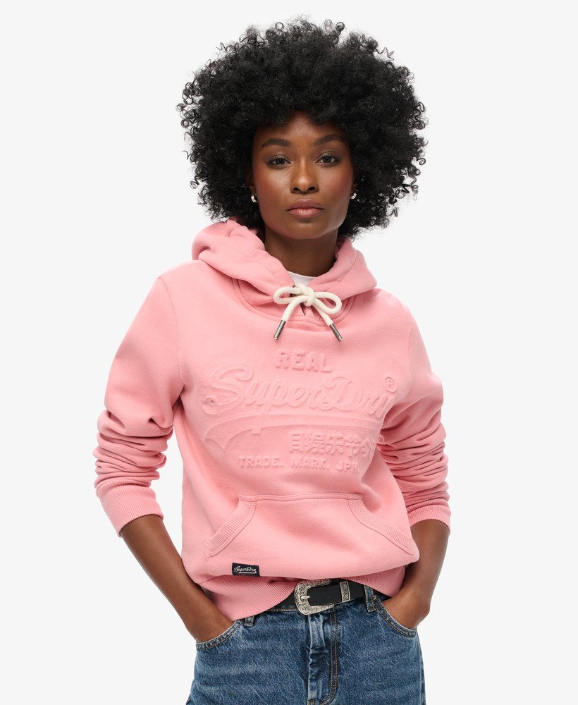 Hoodie mit gepragter Grafik hellrosa fur Damen Superdry DE
