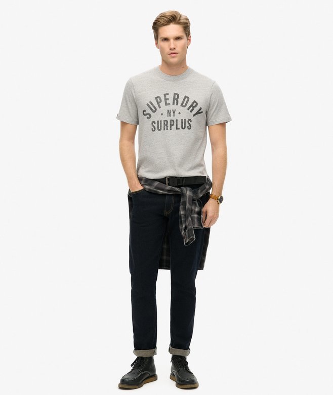 mens Surplus Graphic T-Shirt in Surplus Grey Grindle | Superdry UK