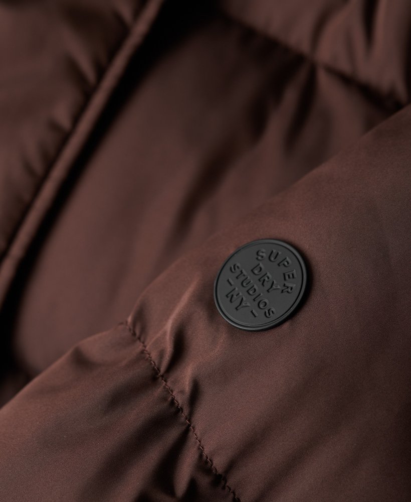 womens Maxi Hooded Puffer Coat in Coffee Bean Brown | Superdry UK