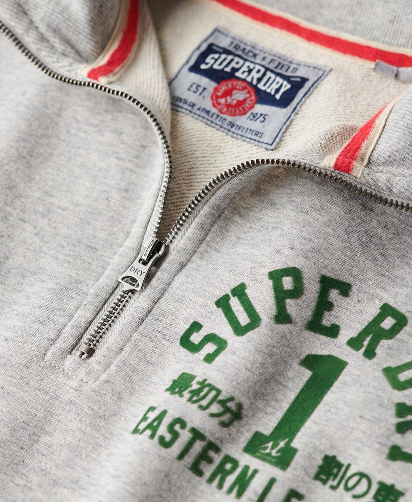 mens Track & Field Graphic Half Zip Jumper in Athletic Grey Marl ...