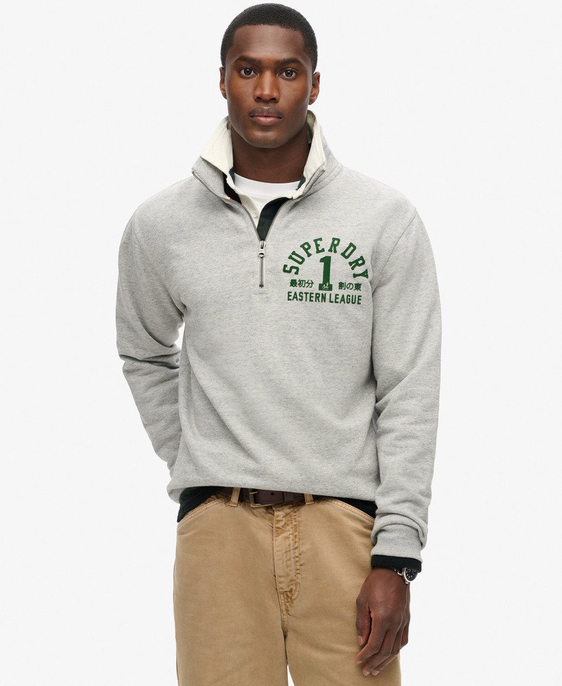 mens Track & Field Graphic Half Zip Jumper in Athletic Grey Marl ...