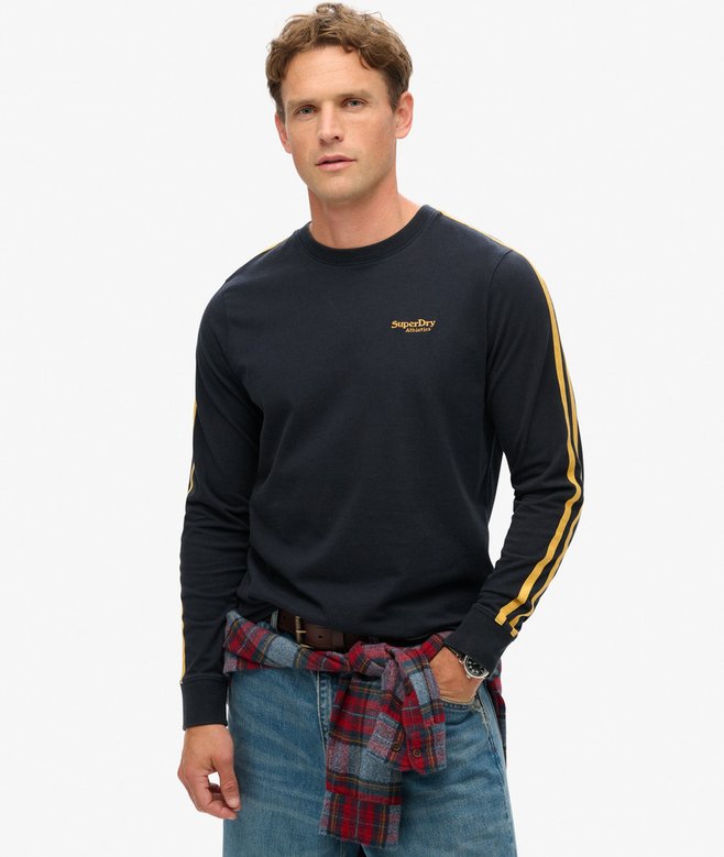 mens Essential Logo Retro Long Sleeve Top in Eclipse Navy | Superdry US