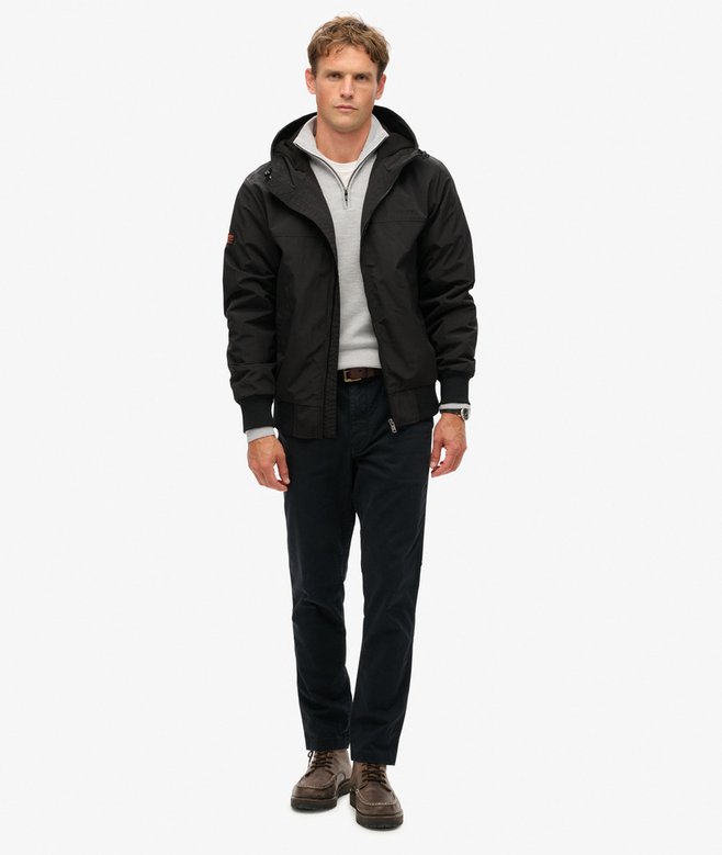 mens Surplus Nylon Hooded Bomber Jacket in JET BLACK | Superdry UK