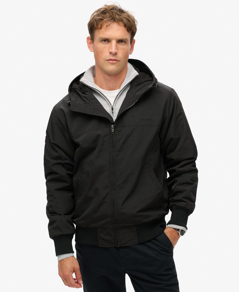 mens Surplus Nylon Hooded Bomber Jacket in JET BLACK | Superdry US