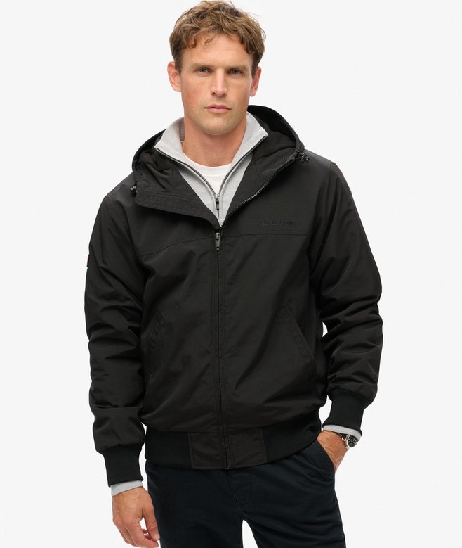 mens Surplus Nylon Hooded Bomber Jacket in JET BLACK | Superdry UK