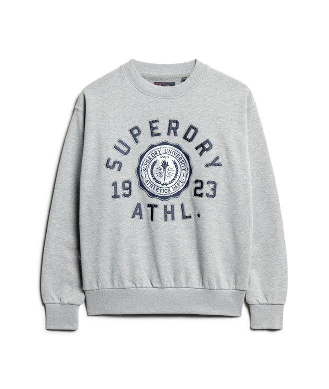 womens College Script Loose Sweatshirt in Ash Grey Marl | Superdry UK