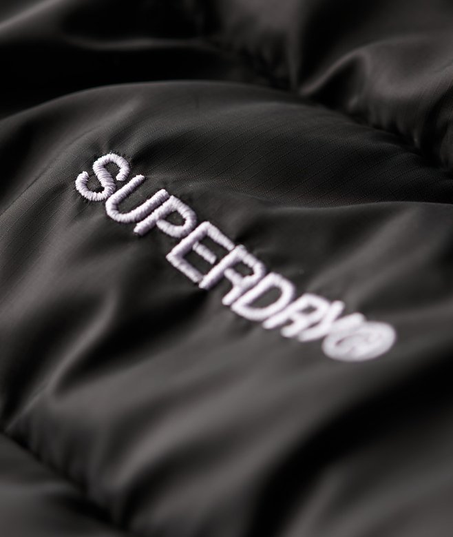 womens Hooded Fuji Quilted Padded Jacket in Black | Superdry UK