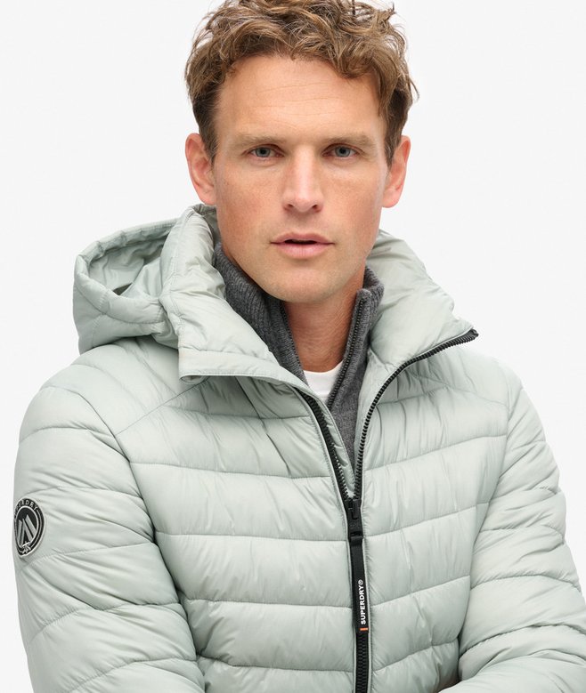 mens Hooded Fuji Sport Padded Jacket in Pigeon Grey | Superdry UK