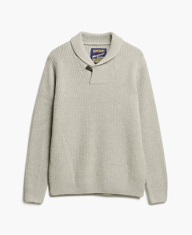 mens The Merchant Store - Shawl Neck Jumper in GREY MARL | Superdry UK
