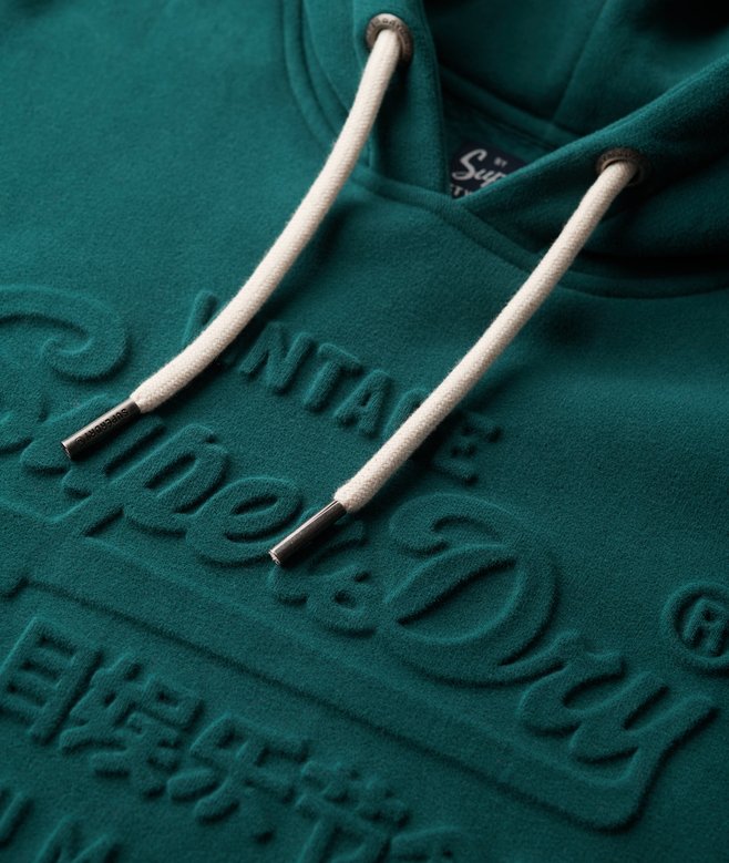 mens Embossed Graphic Hoodie in Furnace Green | Superdry UK