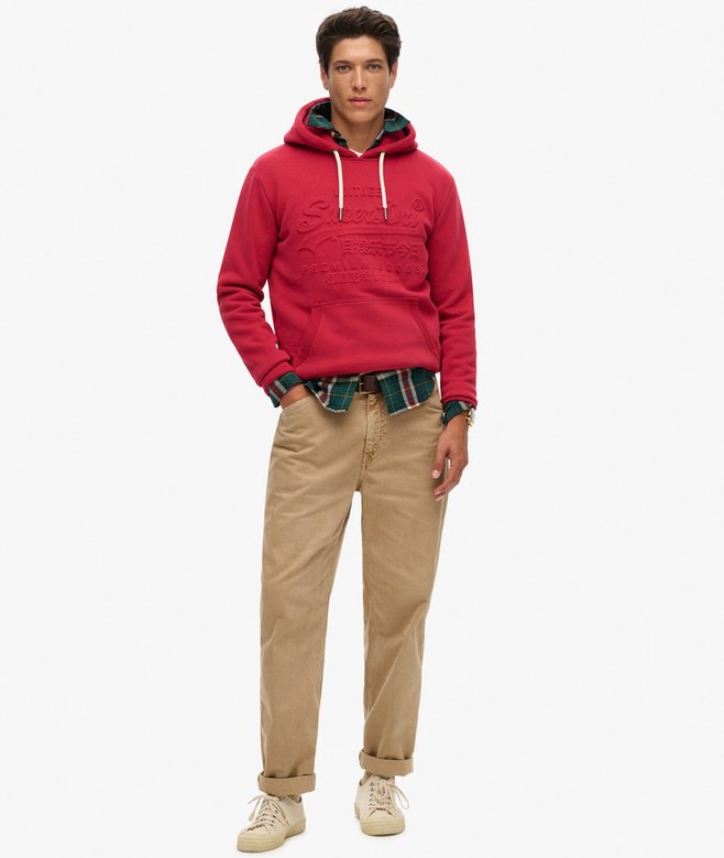 mens Embossed Graphic Hoodie in Garnet Red | Superdry UK