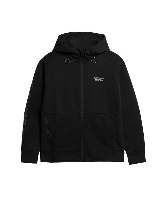mens Sport Tech Logo Loose Zip Hoodie in Black | Superdry UK