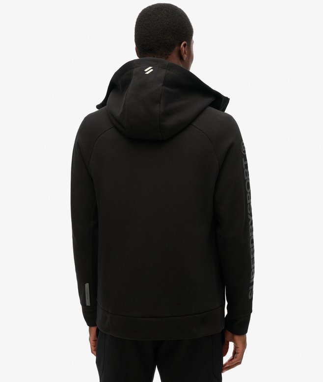 mens Sport Tech Logo Loose Zip Hoodie in Black | Superdry UK