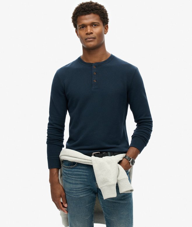 mens The Merchant Store - Grandad Top in Eclipse Navy | Superdry UK