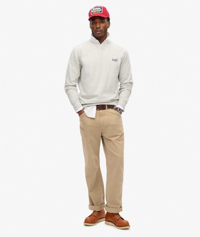 mens Essential Logo Crew Sweatshirt in Glacier Grey Marl | Superdry US