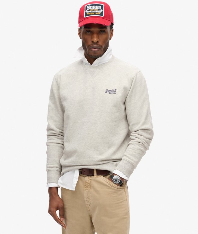 mens Essential Logo Crew Sweatshirt in Glacier Grey Marl | Superdry US